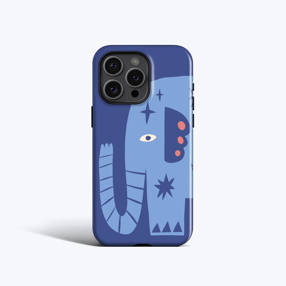 Blue Elephant Illustration Phone Case for iPhone 11-17 Pro Max ...