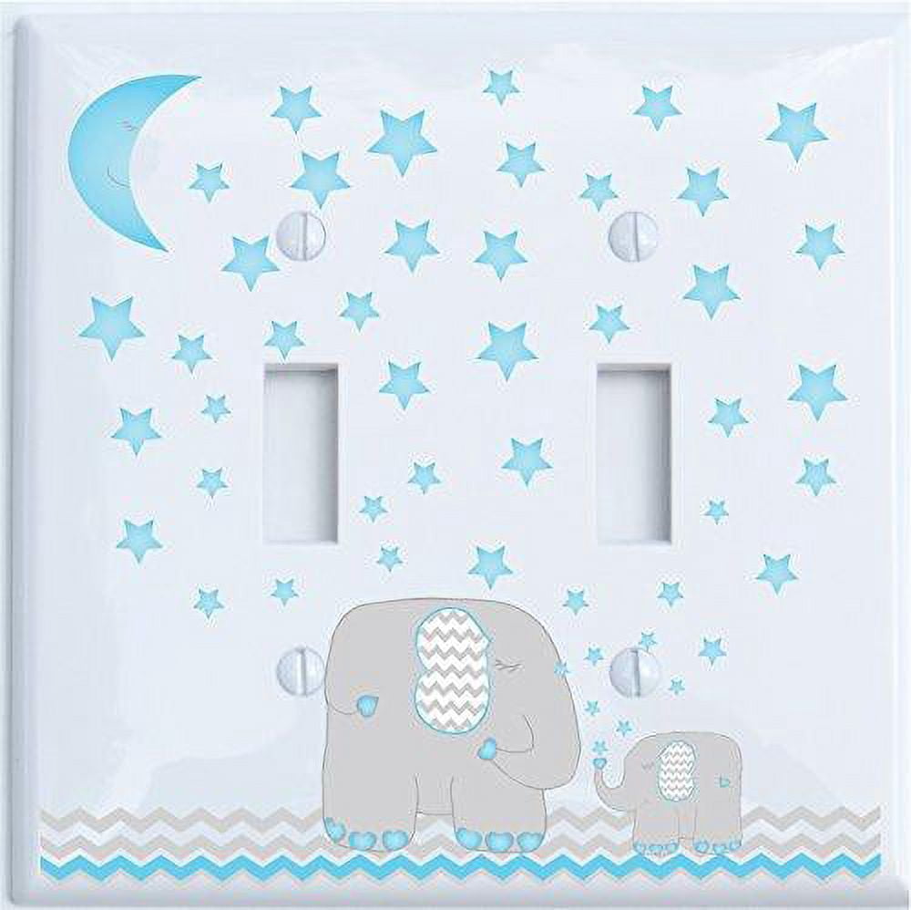 Blue Elephant Light Switch Plate and Outlet Covers with Blue Moon and ...
