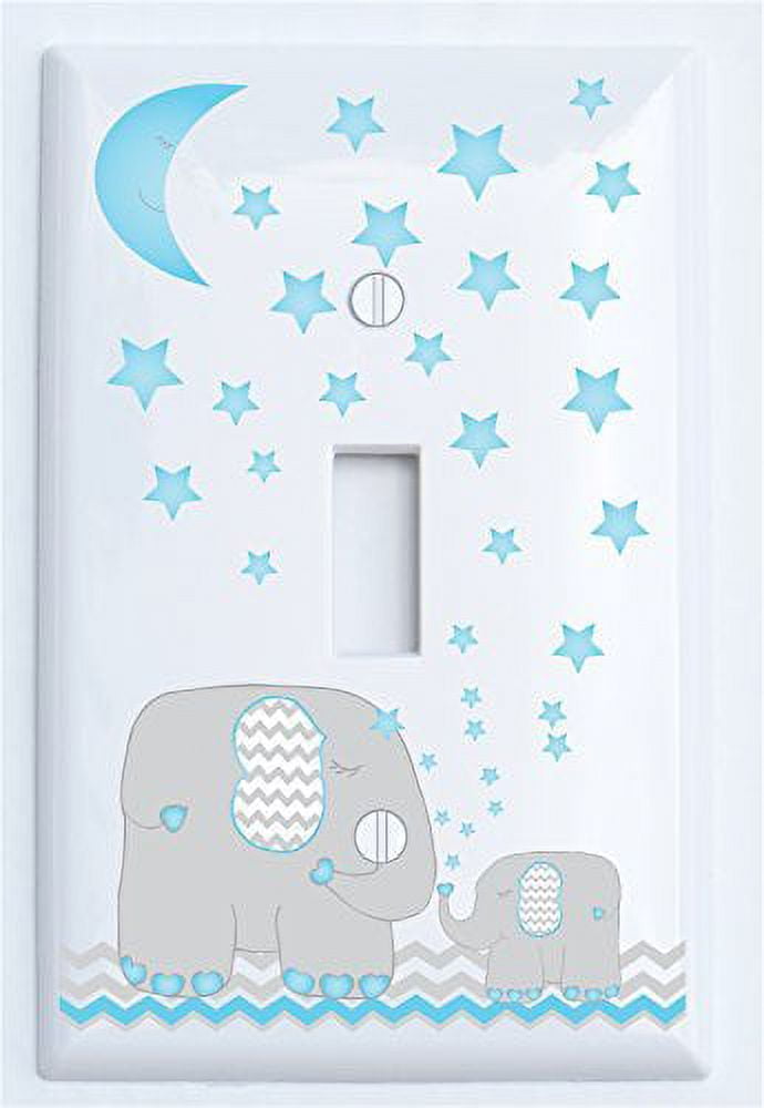 Blue Elephant Light Switch Plate and Outlet Covers with Blue Moon and ...