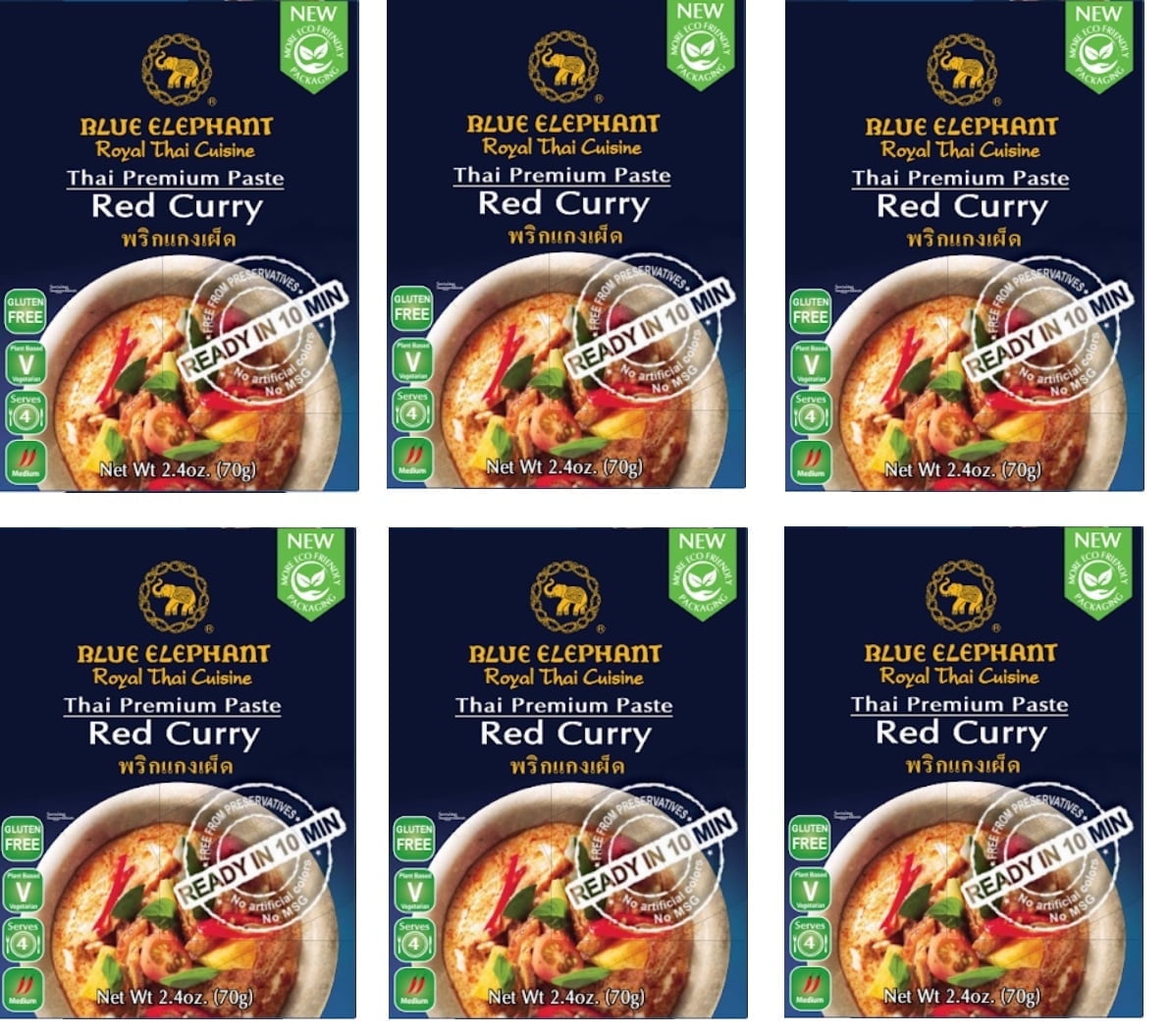 Blue Elephant Royal Thai Cuisine Red Curry Paste, Gluten-Free, 6 Pack ...