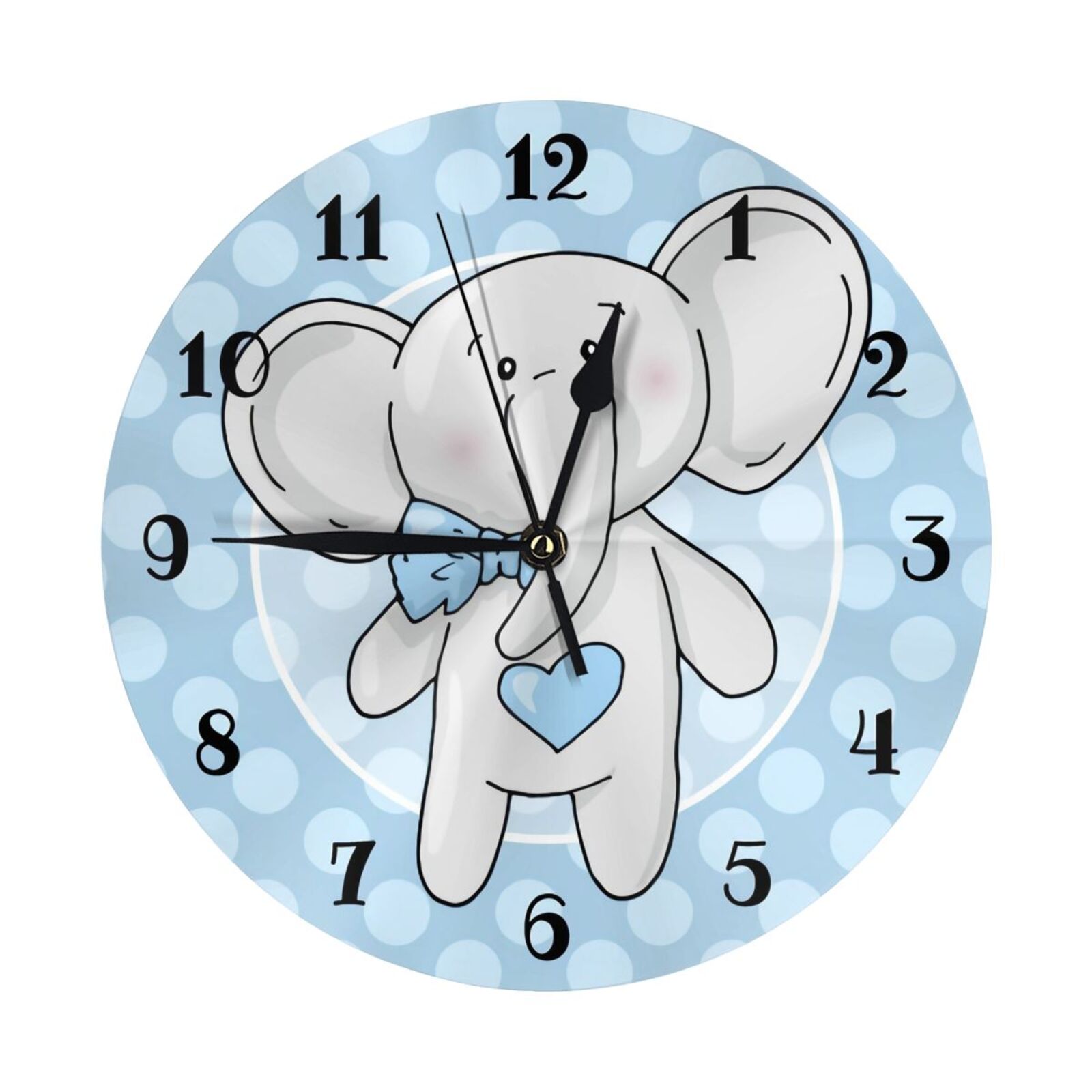 Blue Elephant Wall Clock - 10 Inch Silent Non-Ticking Wall Clocks -Country Retro Rustic Style ...