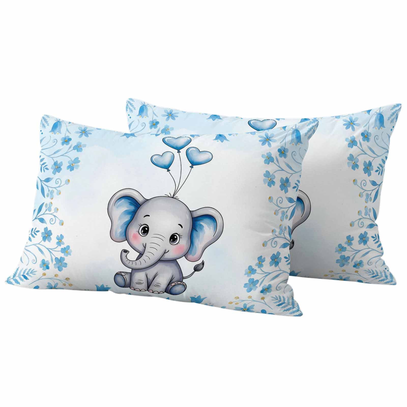 Blue Elephants Outdoor Waterproof Pillow Covers, Spring Floral ...