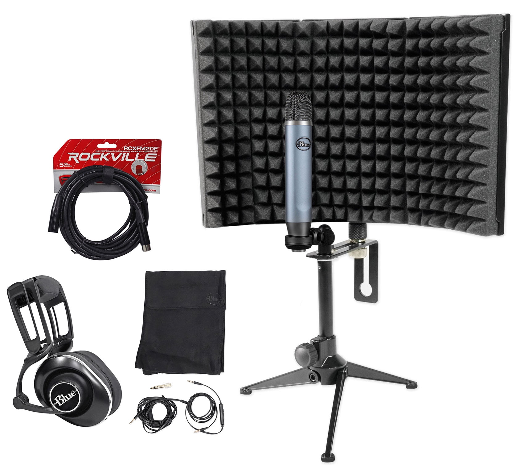 Blue Ember Recording Microphone Mic+Lola Black Studio Headphones+Vocal ...