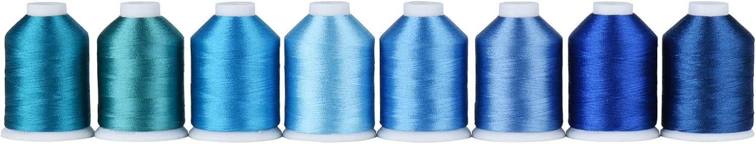 Blue Embroidery Thread 8 Madeira Colors 550Yards, 40Wt 100% Polyester ...