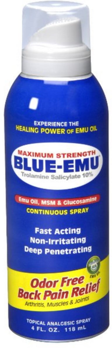 Blue-Emu Odor-Free Continuous Pain Relief Spray with Real Emu Oil, 4 oz ...