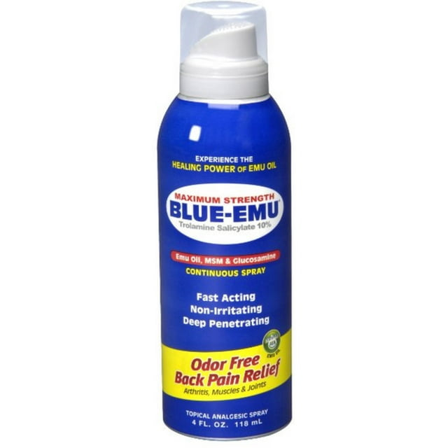 Blue-Emu Odor-Free Continuous Pain Relief Spray with Real Emu Oil, 4 oz ...