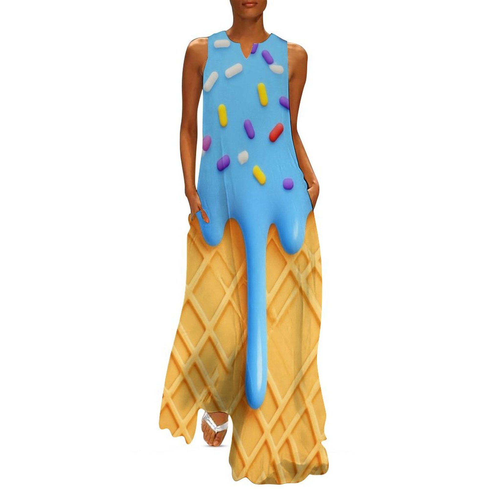 Blue Enamel Ice Cream Cone Long Dress dress women summer dress for ...