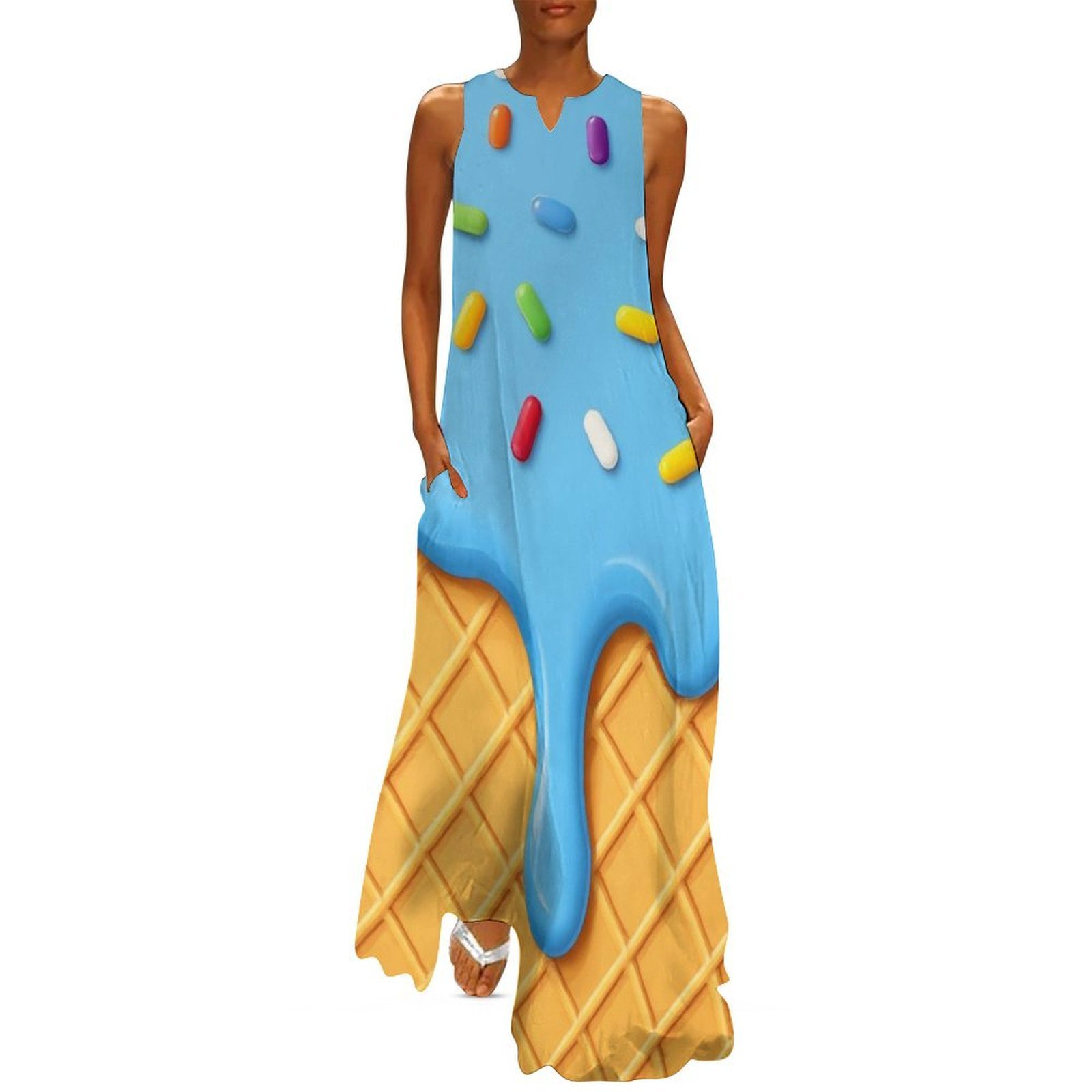 Blue Enamel Ice Cream Cone Long Dress dress women summer dress for ...