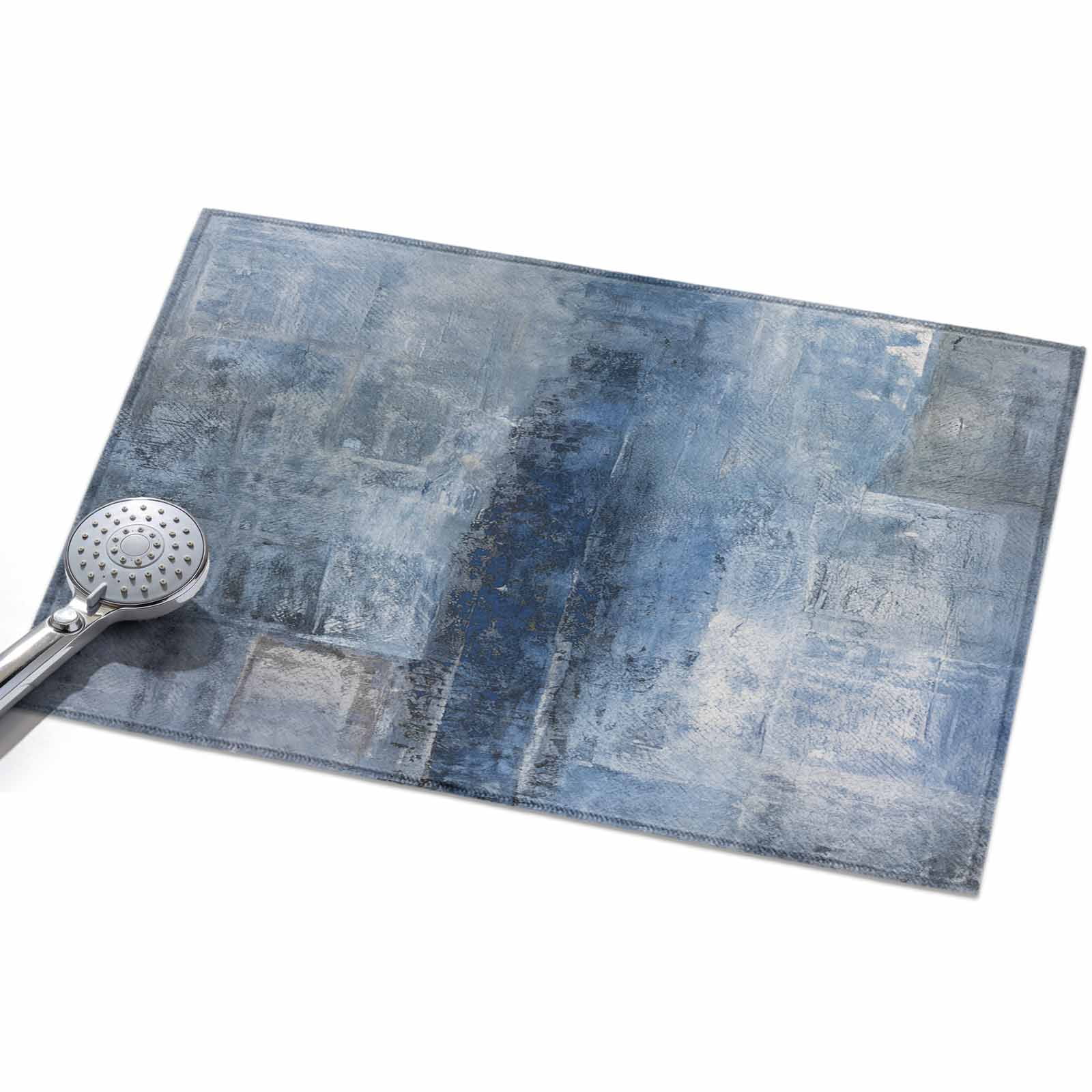 Blue Entryway Rug 2x3ft Washable Non Slip Bathroom Rug Low Pile Indoor ...
