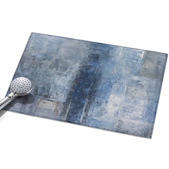 Blue Entryway Rug 2x3ft Washable Non Slip Bathroom Rug Low Pile Indoor ...