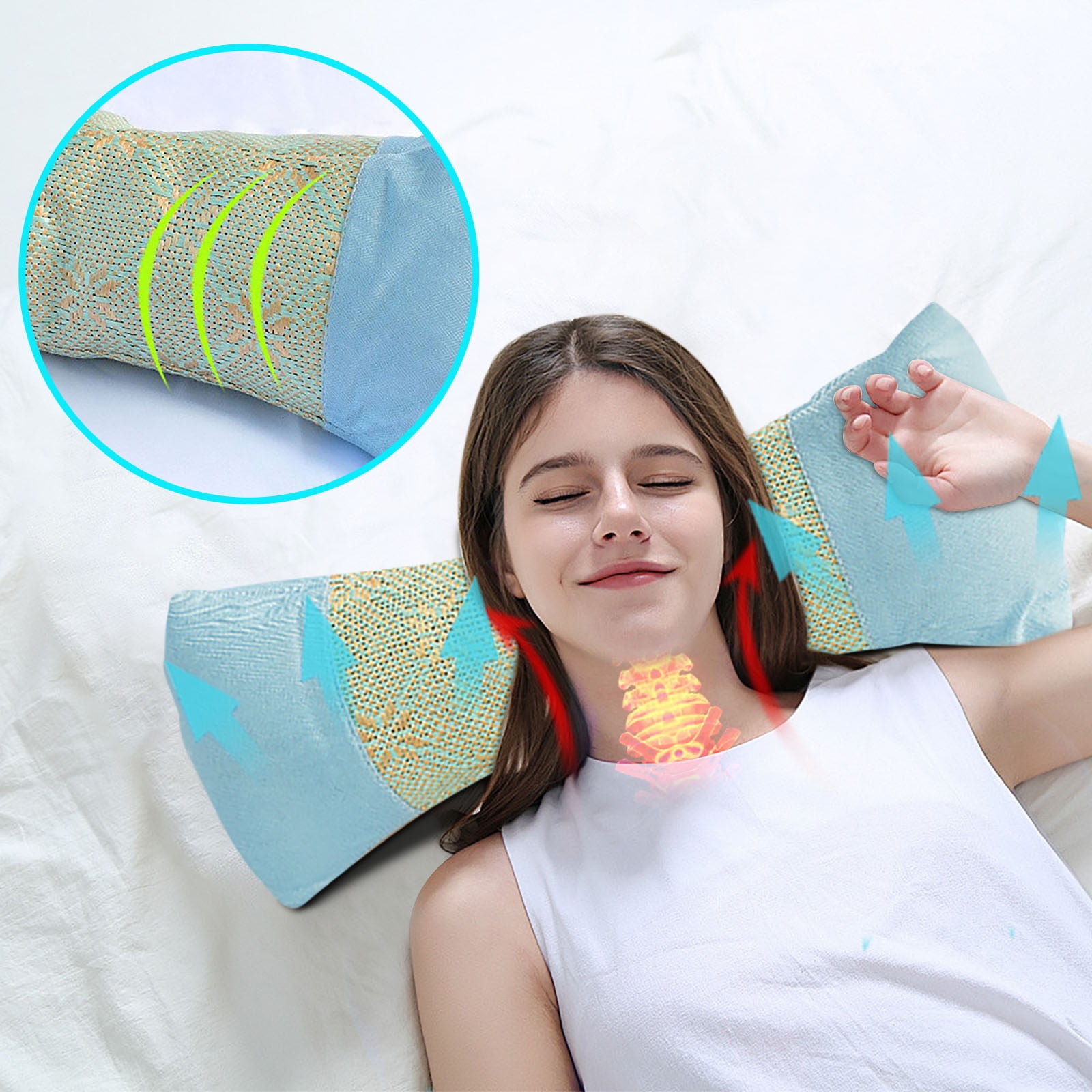 Blue Ergonomic Buckwheat Hull Pillow For Cervical Spine Alignment Neck ...