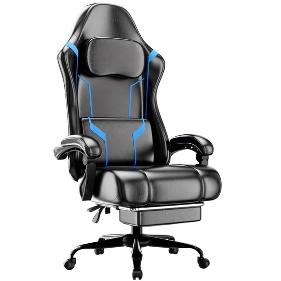 Blue Ergonomic Gaming Chair With Pocket Spring Cushion, Footrest ...