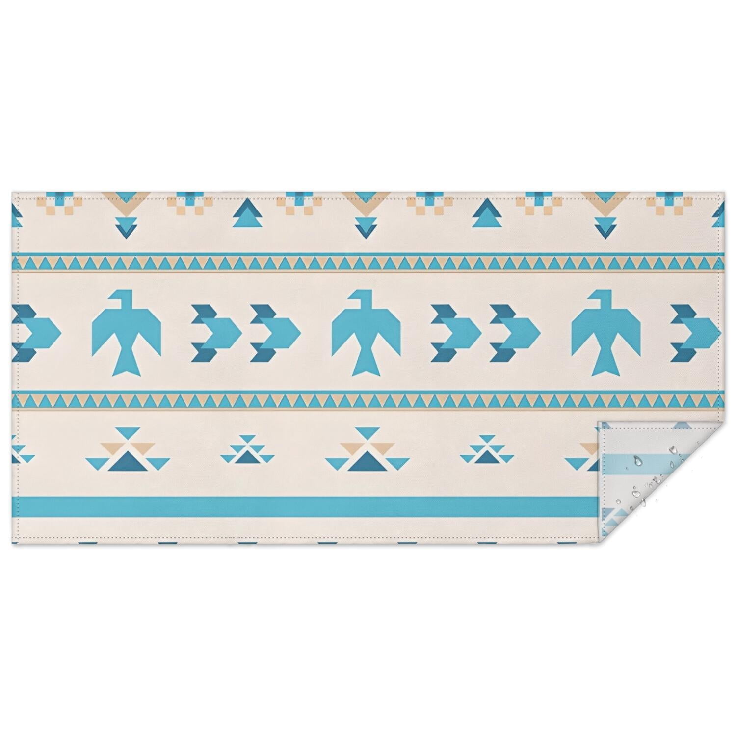 Blue Ethnic Bird Pattern Rectangle Tablecloth 60"x120",Waterproof ...
