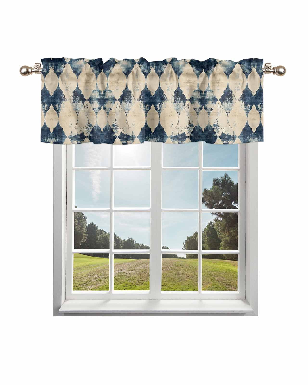 Blue Ethnic Curtain Valance for Windows/Living Room/Kitchen/Bathroom ...