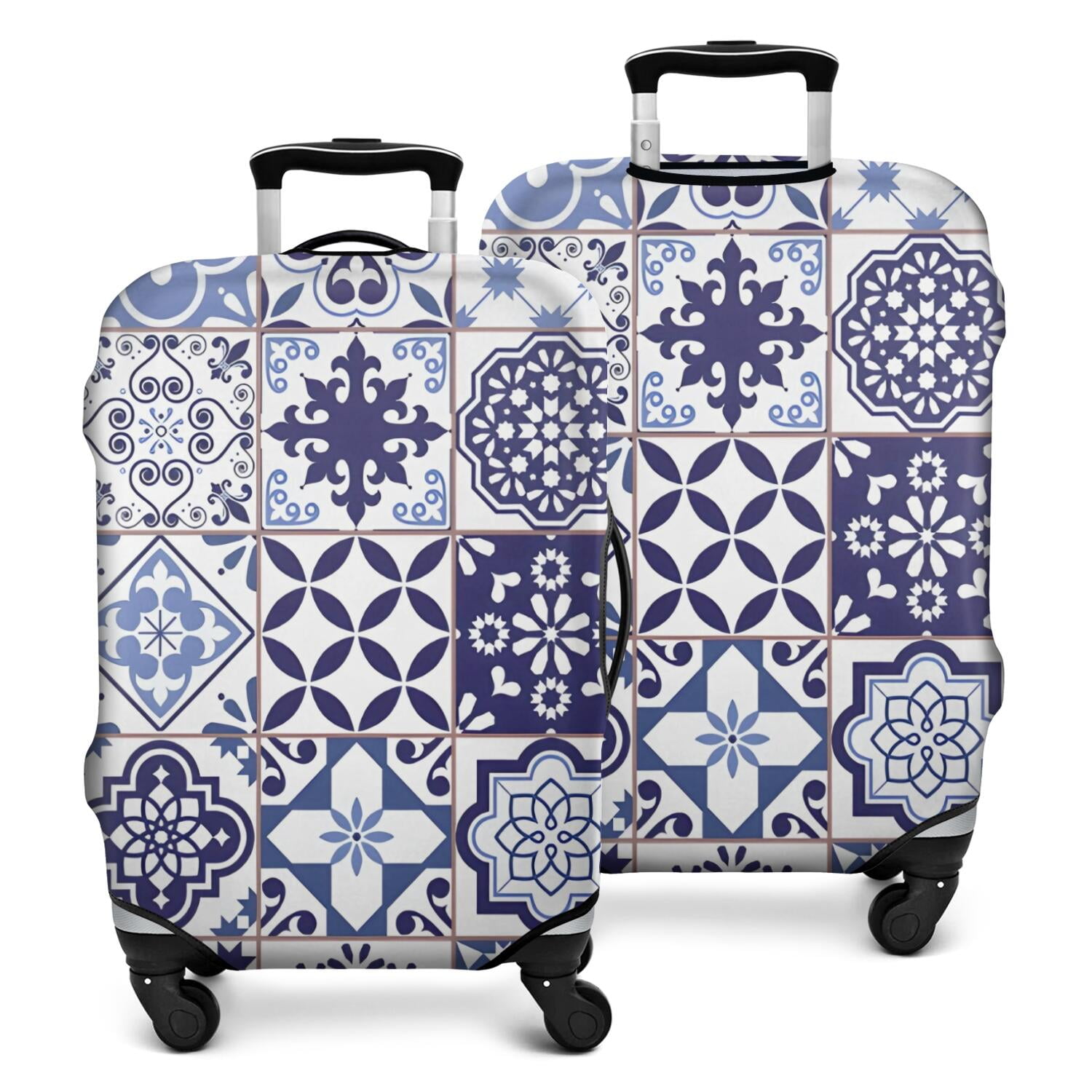 Blue Ethnic Geometric Patchwork Pattern Luggage Cover Fashion Suitcase ...