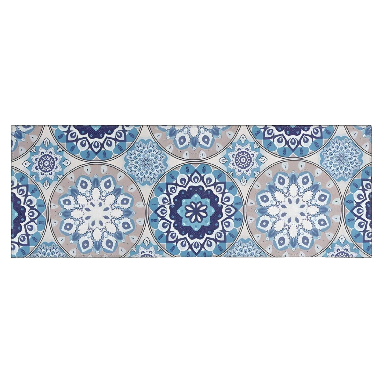 Blue Ethnic Mandala Pattern Kitchen Rug Mat,Kitchen Runner Rugs Non ...