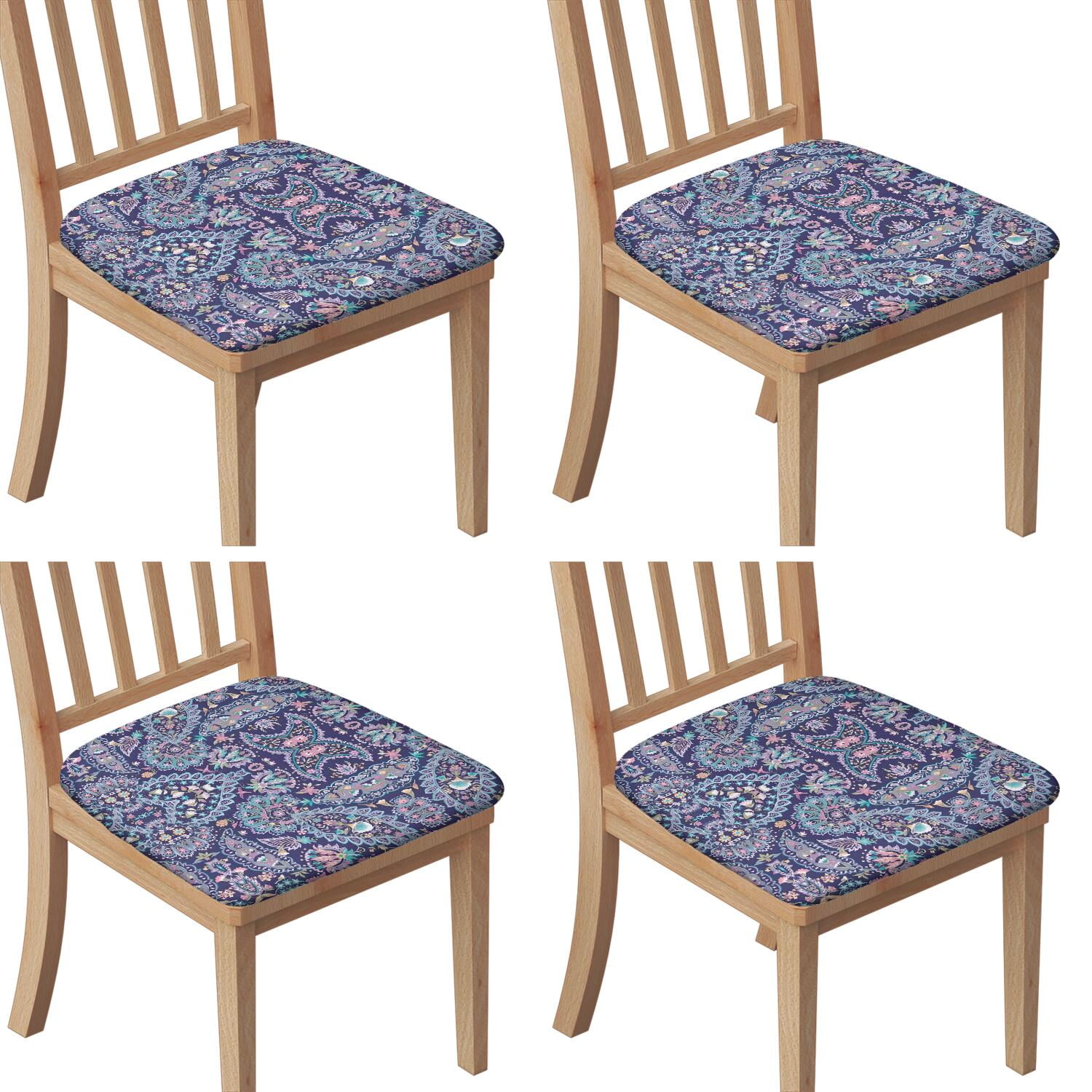 Blue Ethnic Paisley and Floral Pattern Seat Covers for Dining Room ...