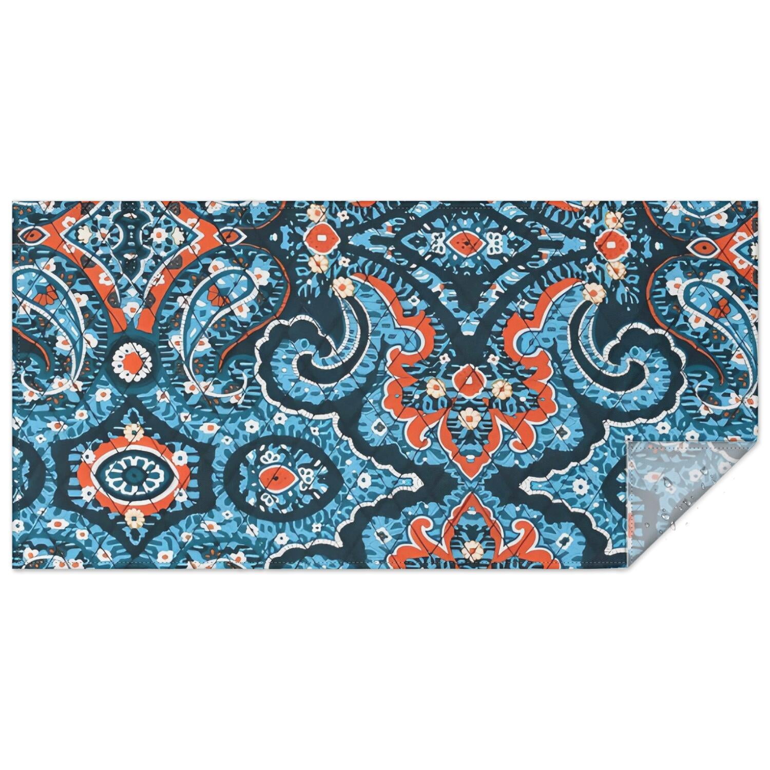 Blue Ethnic Paisley Pattern Rectangle Tablecloth 60"x120",Waterproof ...