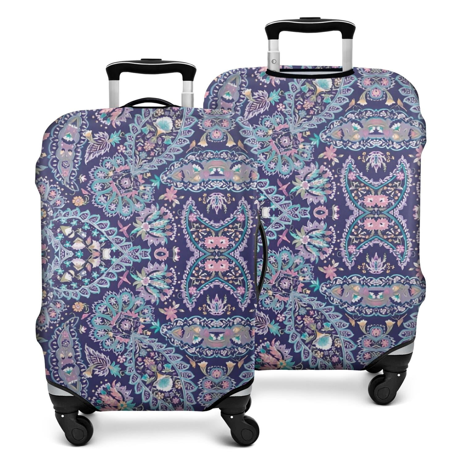 Blue Ethnic Paisley and Floral Pattern Luggage Cover Fashion Suitcase ...