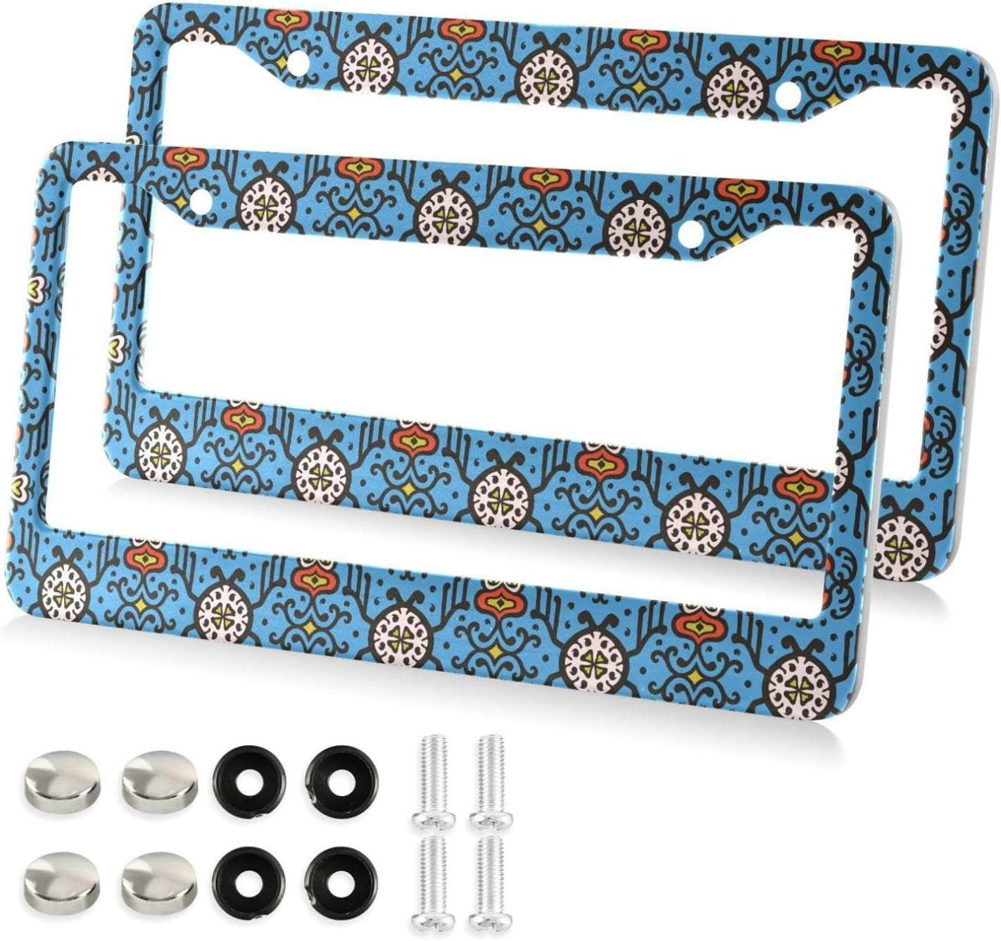 Blue Ethnic Talavera License Plate Frame, Decorative Aluminum Car Tag ...
