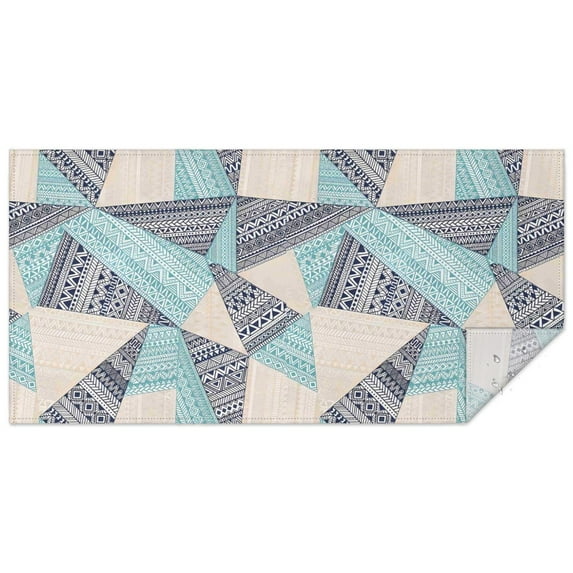 Blue Ethnic Triangle and Geometric Pattern Rectangle Tablecloth 60"x120 ...