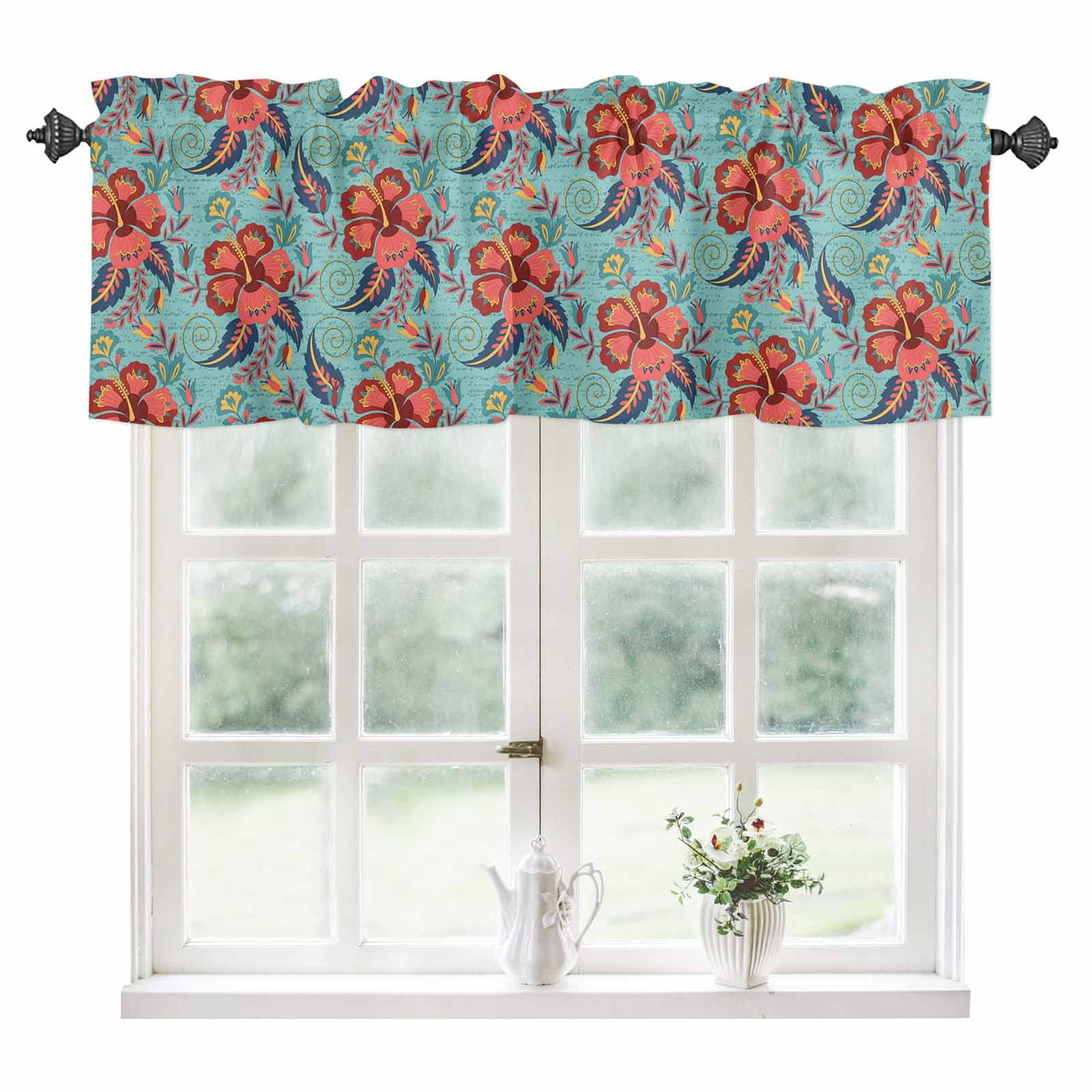 Blue Ethnic Tribe Kitchen Valances for Windows 60x18 Inch Kitchen ...