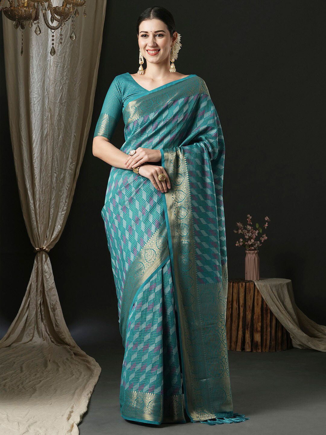 Blue Ethnic Woven Design Traditional Wear Saree - 27607488 - Walmart.com