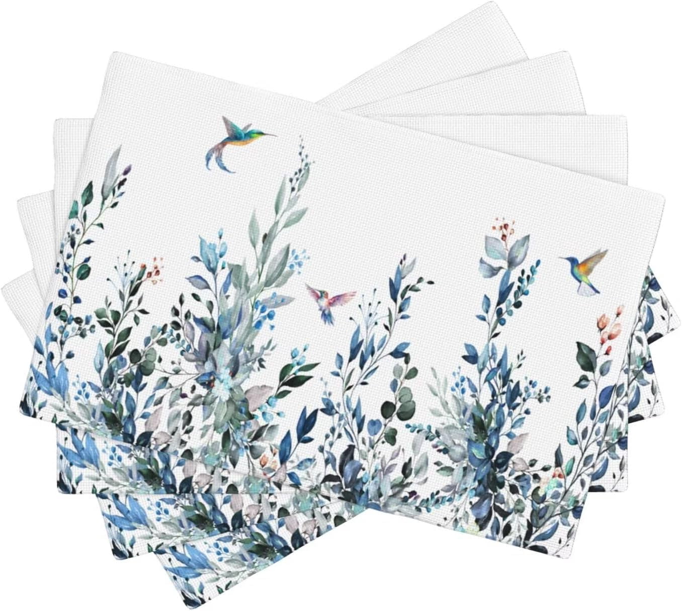 Blue Eucalyptus Botanical Leaves Floral Table Placemats Set of 4 ...
