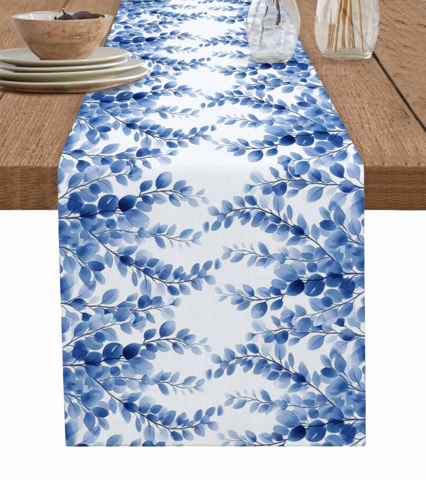 Blue Eucalyptus Burlap Cotton Table Runner 13x48 Inches Long ...
