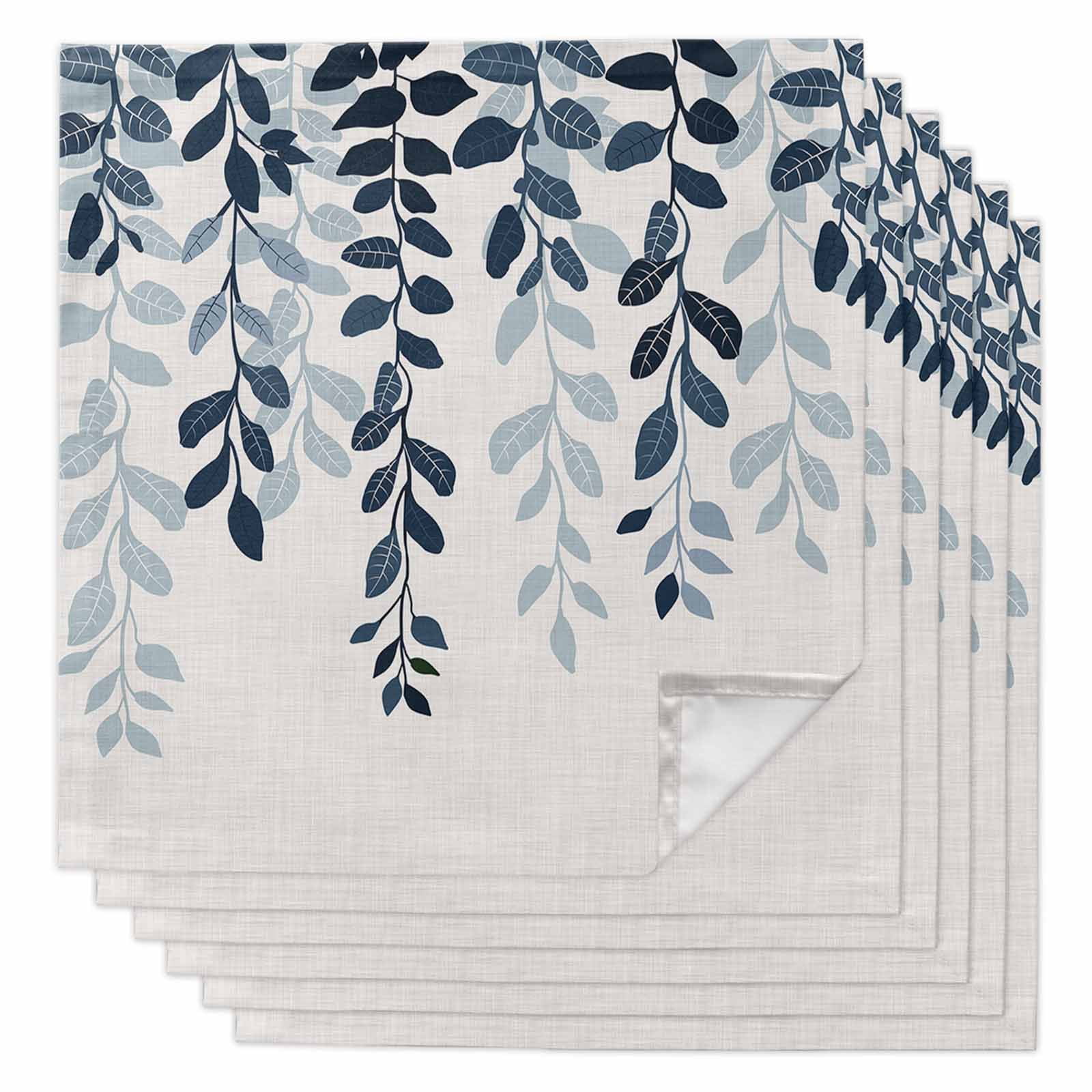 Blue Eucalyptus Cloth Napkins Set of 6 - Vintage Gradual Leaves ...