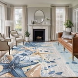 Blue Eucalyptus Coastal Area Rugs 6'x9', Small Throw Rugs for Kitchen ...
