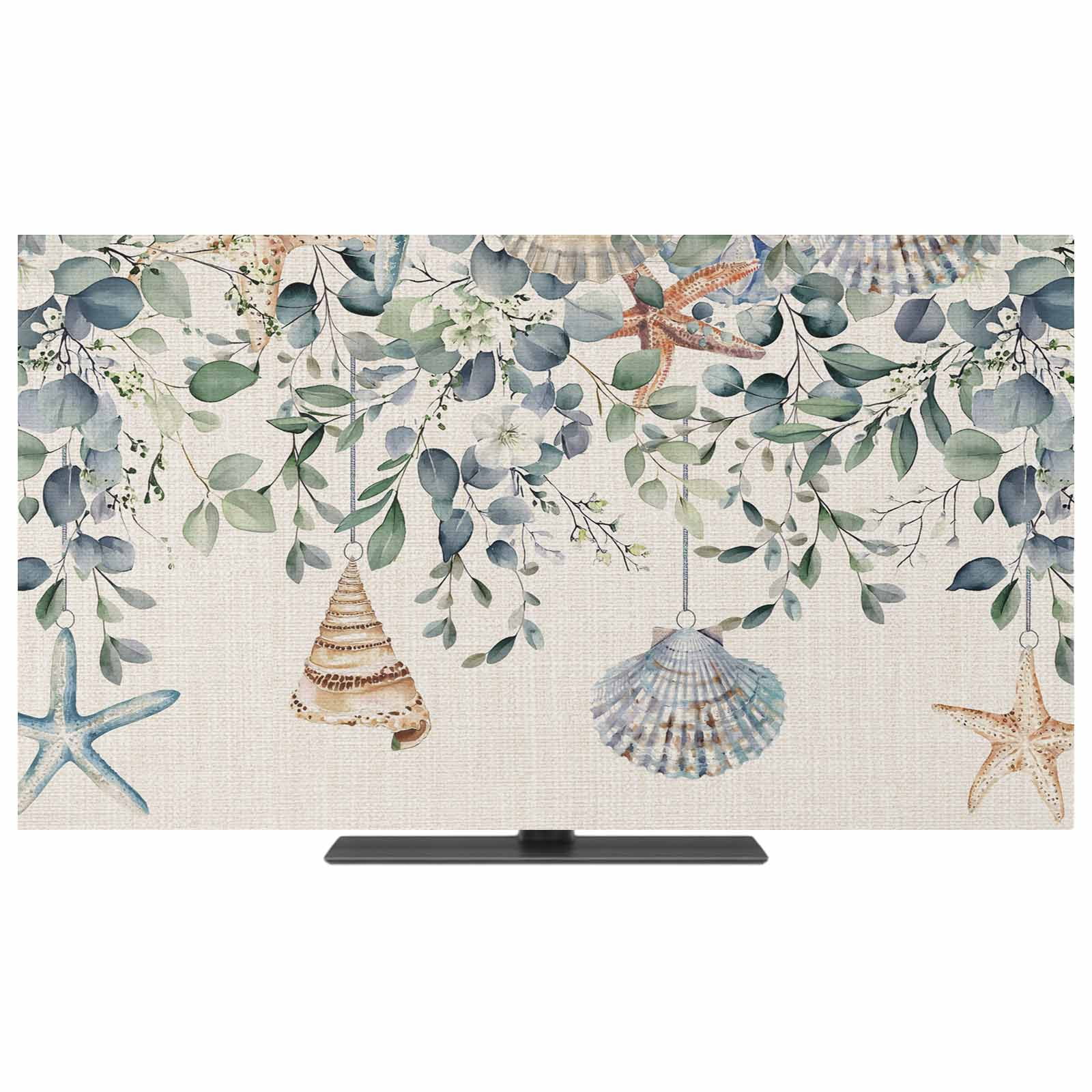 Blue Eucalyptus Coastal TV Dust Cover,Stretchable TV Screen Desktop ...