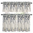 Blue Eucalyptus Leaf Kitchen Curtains Set for Windows, Spring Country ...
