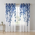 Blue Eucalyptus Leaf Sheer Curtains 84 Inch Long 2 Panels, Weeping ...