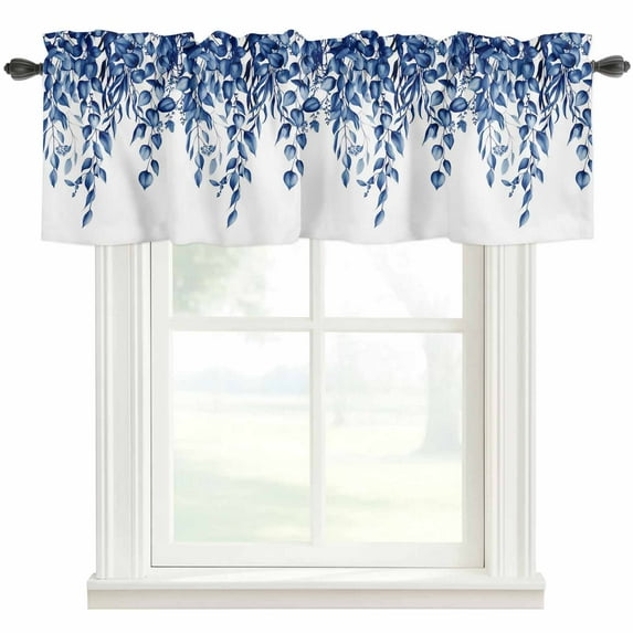 Blue Eucalyptus Leaf Valances for Windows Weeping Botanical Watercolor ...