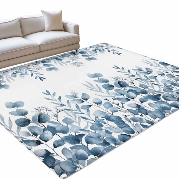 Blue Eucalyptus Leaves Area Rugs 3x5ft Summer Plants Leaf Floral ...