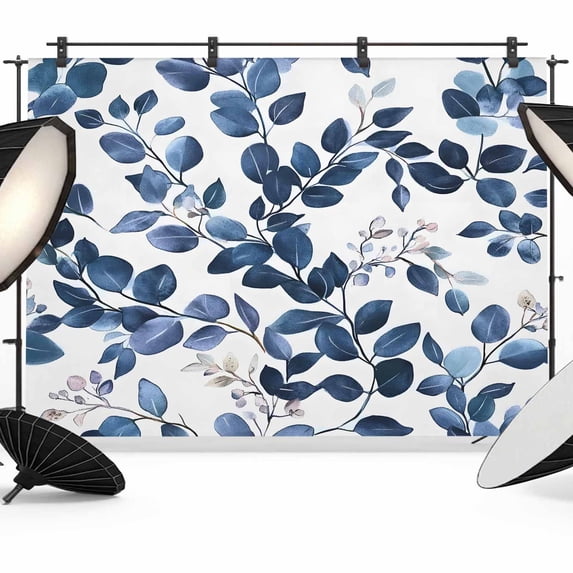 Blue Eucalyptus Leaves Backdrop for Photography, Fabric Photo ...