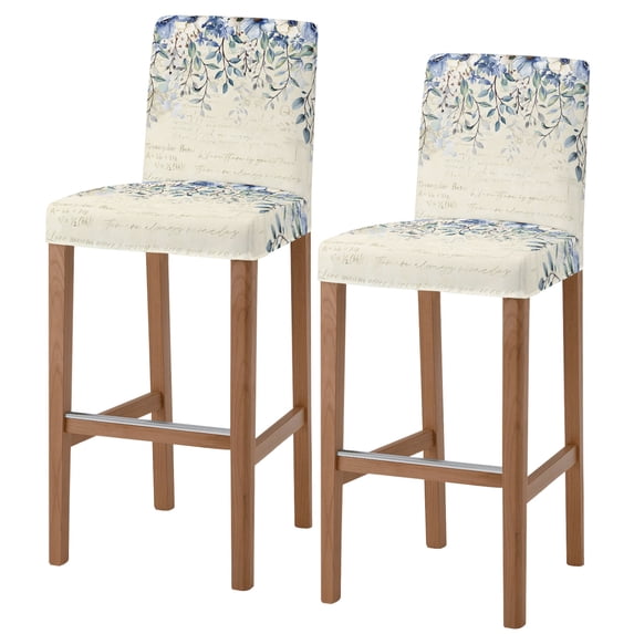 Blue Eucalyptus Leaves Bar Stool Cover Set of 2, Farmhouse Retro ...