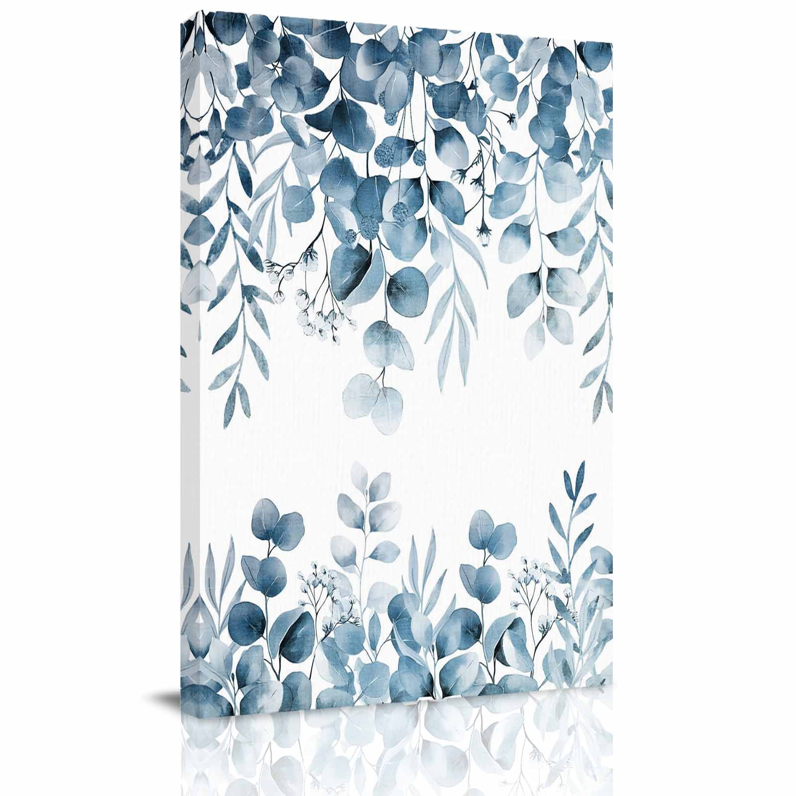 Blue Eucalyptus Leaves Canvas Wall Art for Living Room, Spring Summer ...