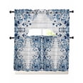 Blue Eucalyptus Leaves Kitchen Curtains Set for Windows 3 Piece Cafe ...