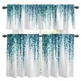 Blue Eucalyptus Leaves Kitchen Curtains Set for Windows, Summer ...