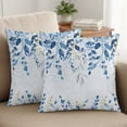 Blue Eucalyptus Leaves Pillow Covers Set of 2, Farm Plants Paper ...