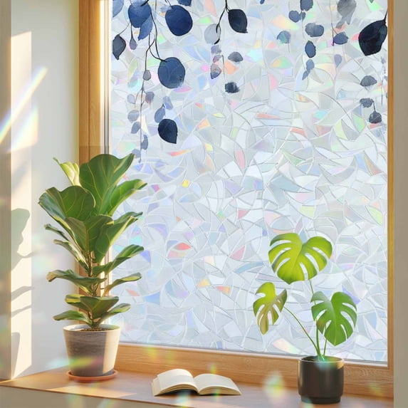 Blue Eucalyptus Leaves Privacy Window Film, Decorative Stained Glass ...