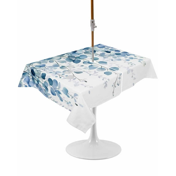 Blue Eucalyptus Leaves Rectangle Outdoor Tablecloth, Waterproof Table ...