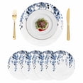 Blue Eucalyptus Leaves Round Placemats Set of 4, Braided Polypropylene ...