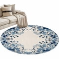 Blue Eucalyptus Leaves Round Rug 3ft Washable Circle Entryway Rugs Non ...