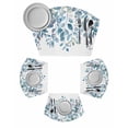 Blue Eucalyptus Leaves Round Table Placemats Set of 6 Wedge Placemats ...