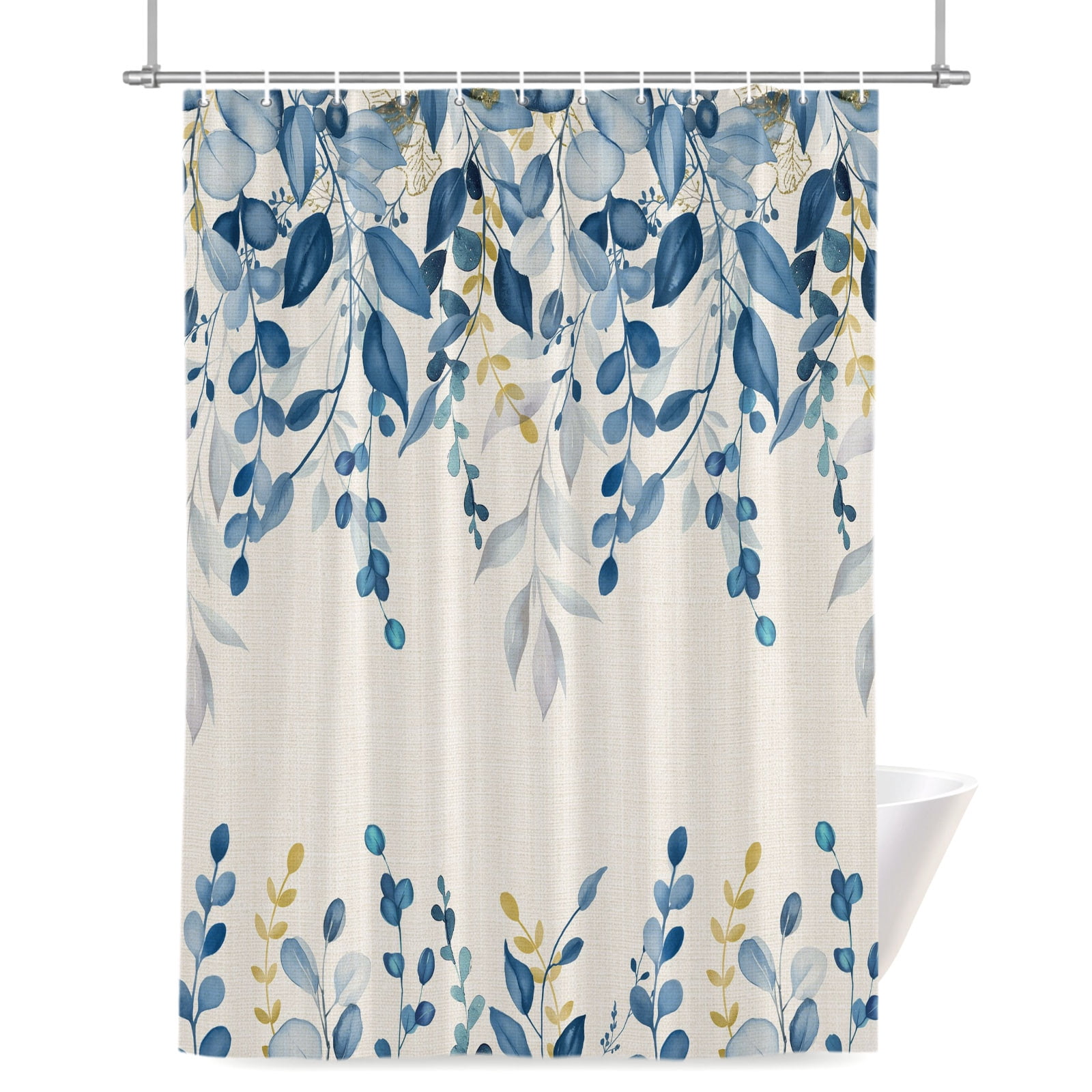 Blue Eucalyptus Leaves Shower Curtains for Bathroom, Vintage Farm ...