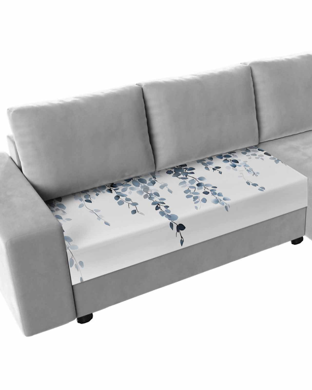 Blue Eucalyptus Leaves Sofa Couch Cushion Covers Washable, Removable ...