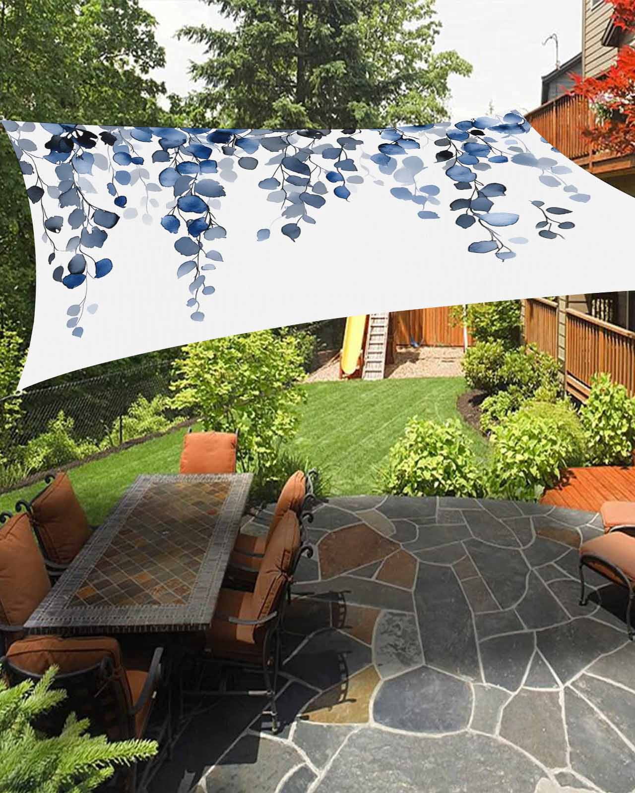 Blue Eucalyptus Leaves Sun Shade Sail 8'X10' Rustic Summer Watercolor ...